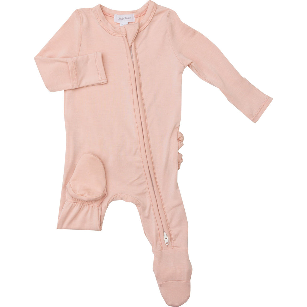 Angel Dear Bamboo Ruffle Back Zipper Footie | Basic Pale Blush – Baby ...